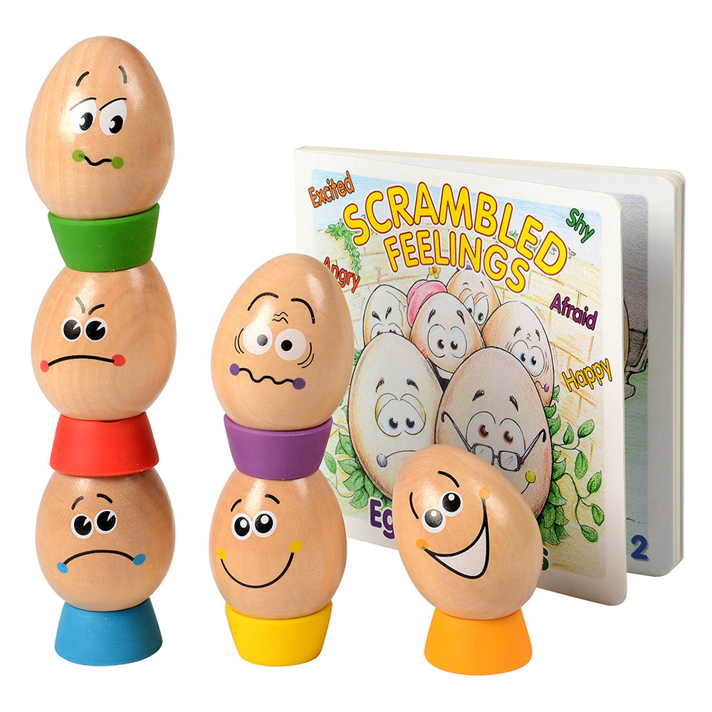Eggspressions Emotion Learning Set | 6 Expressive Wooden Eggs, Silicone ...