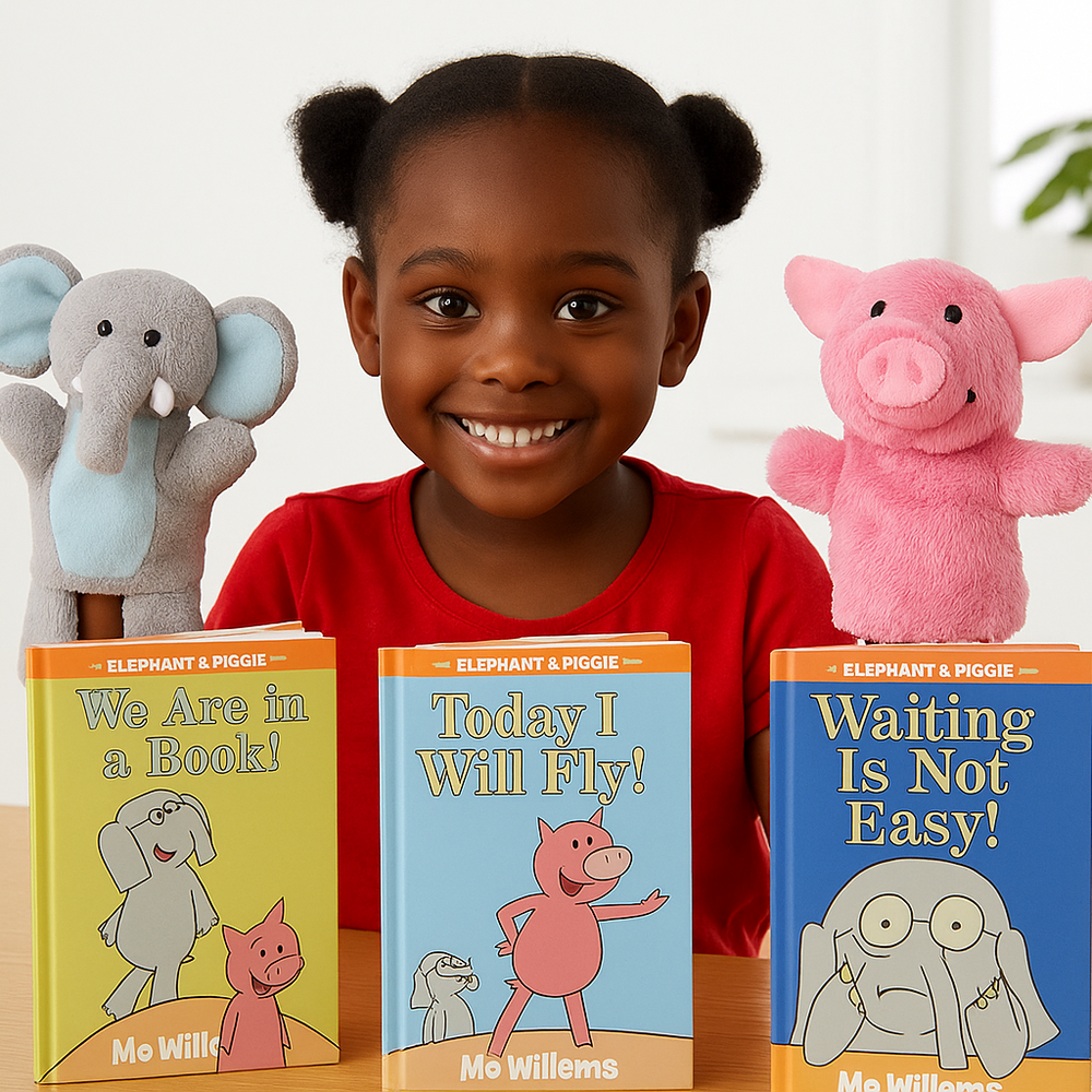 Elephant and Piggie Props & Book Set* - 3 books, 2 puppets
