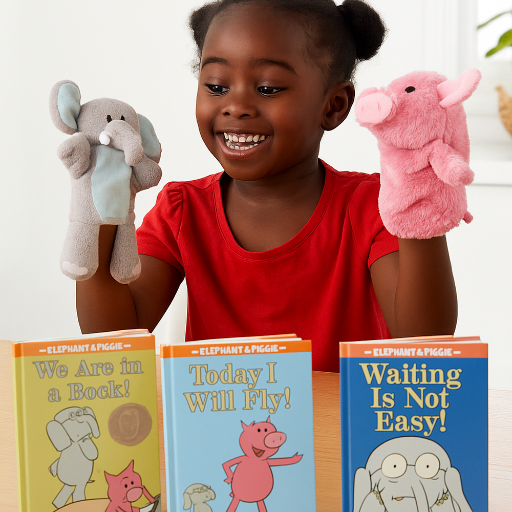 Elephant and Piggie Props & Book Set* - 3 books, 2 puppets