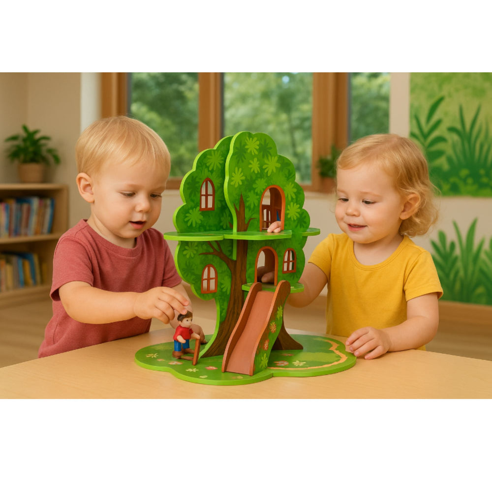 Adventure Tree House Playscape for 3-4" Figures | Multi-Level, Swing ...