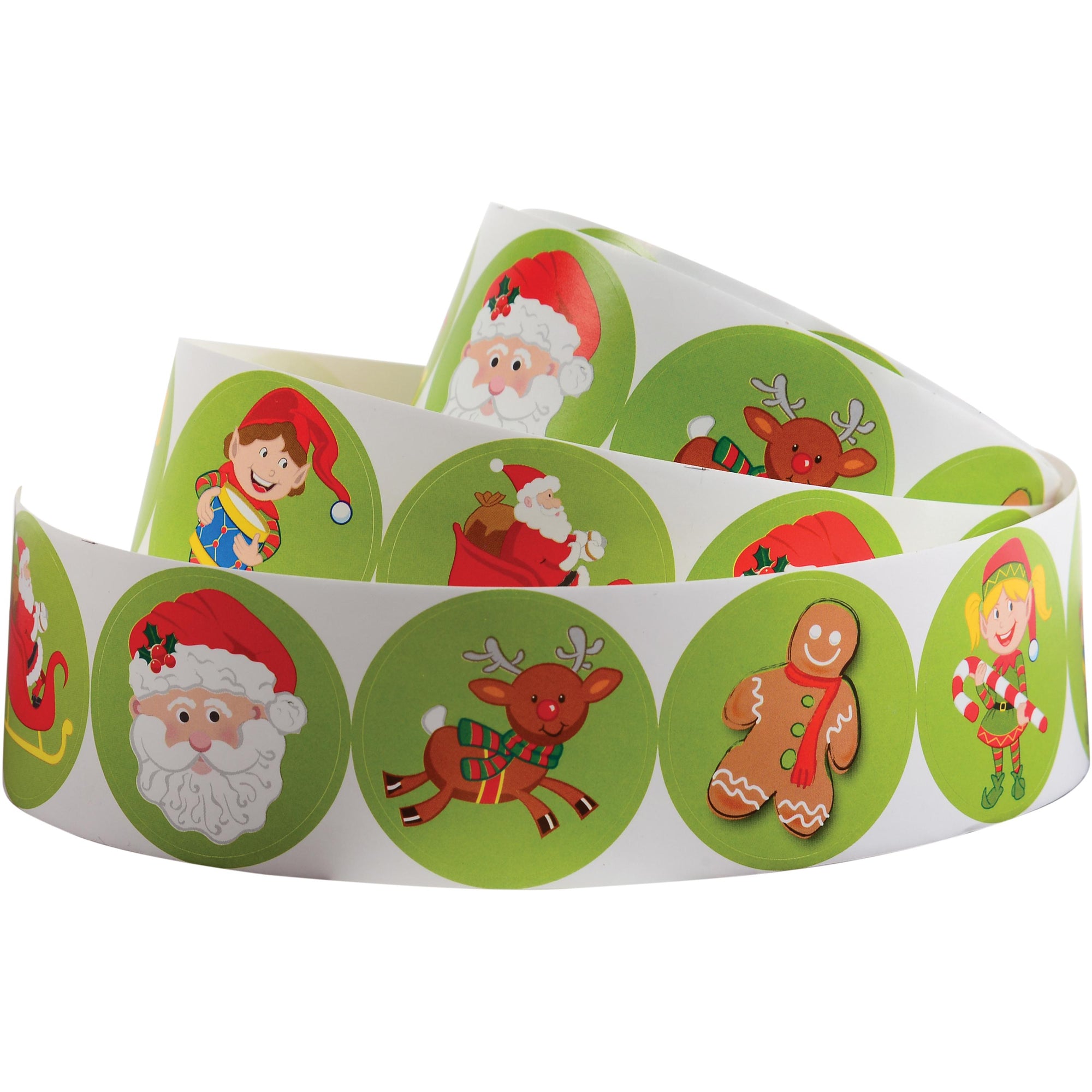 Christmas Character Sticker Roll – Santa, Reindeer, Elf & Gingerbread