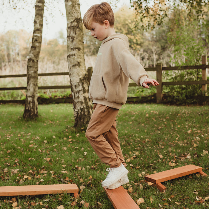Outdoor Wooden Balance Boards Set | 8-Piece Eucalyptus Balance Beam for ...
