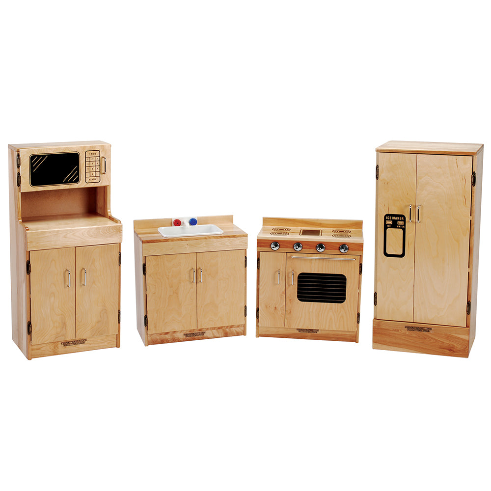 Town & Country 4-Piece Maple Toy Kitchen Playset with Realistic Appliances