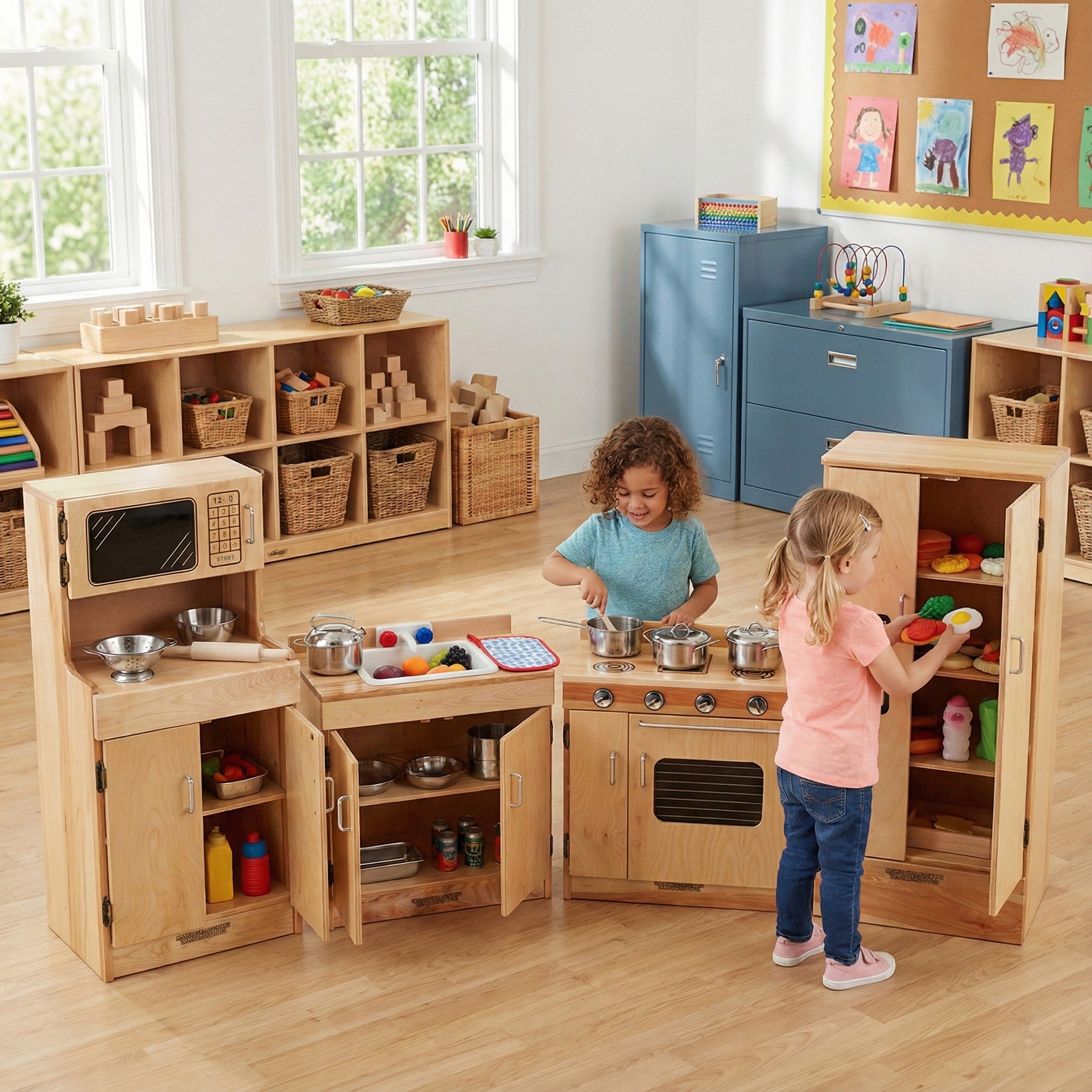 Town & Country 4-Piece Maple Toy Kitchen Playset with Realistic Appliances