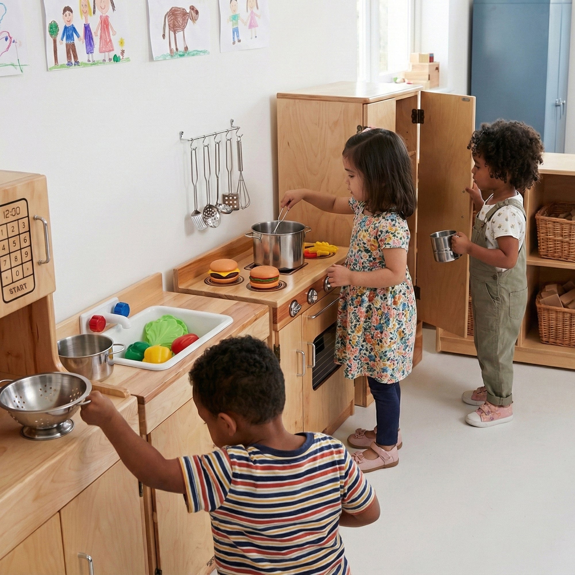 Town & Country 4-Piece Maple Toy Kitchen Playset with Realistic Appliances