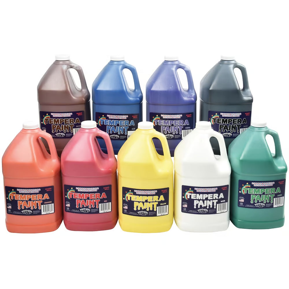 Tempera Paint Set - 9 Washable Colors in Gallons