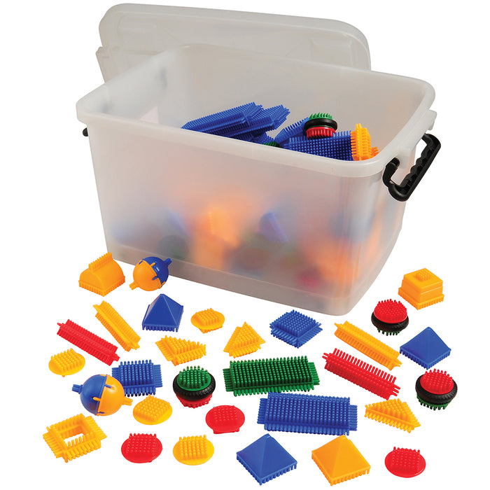 Toddler Building Blocks: 168 Piece Sensory Set with Bristles
