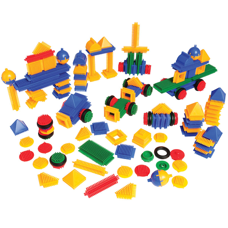 Toddler Building Blocks: 168 Piece Sensory Set with Bristles