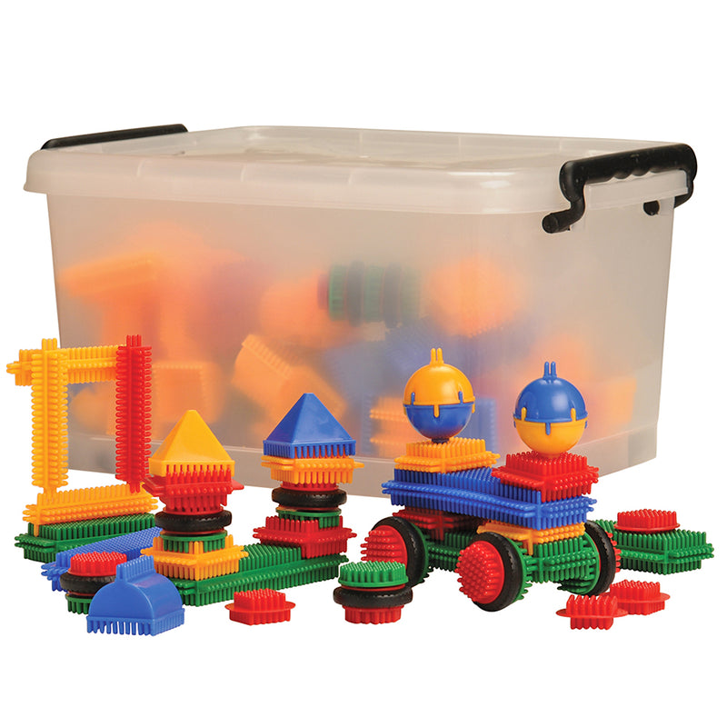 Toddler Building Blocks: 168 Piece Sensory Set with Bristles