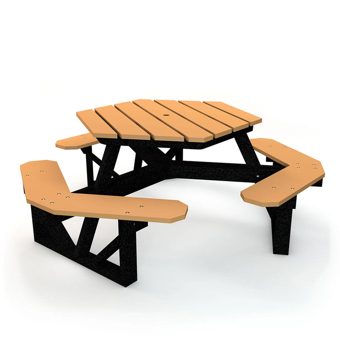 ADA Compliant Hex Table with 2 Benches: Accessible Outdoor Seating