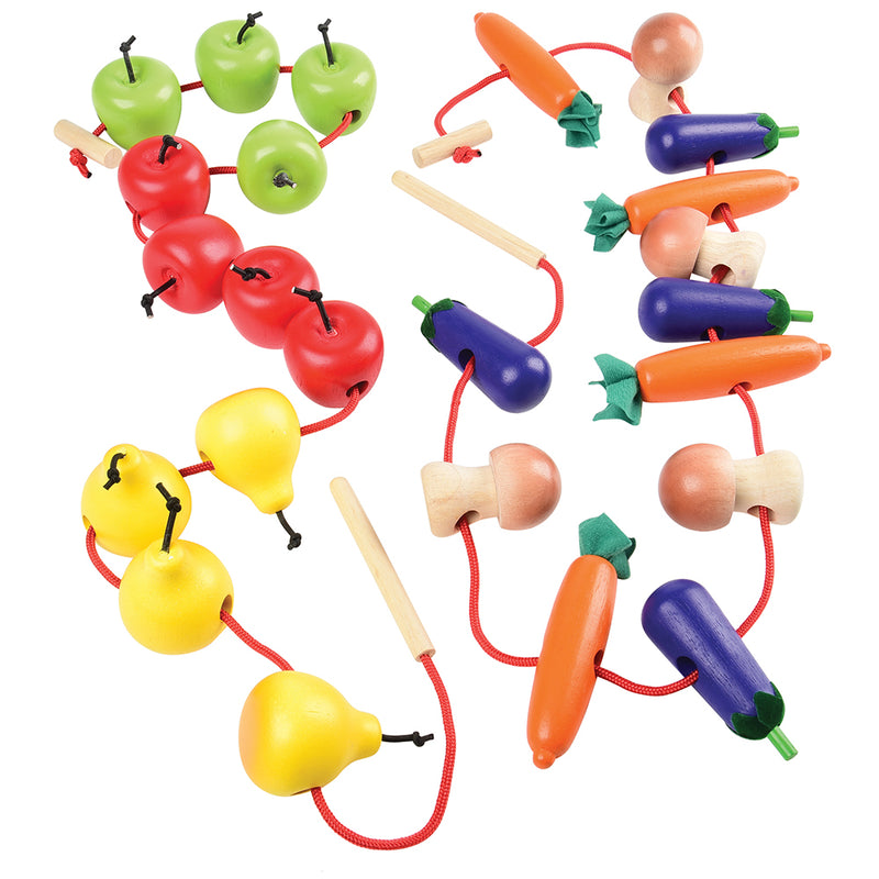 Constructive Playthings Exclusive Fruit & Veggie Threading Set with ...