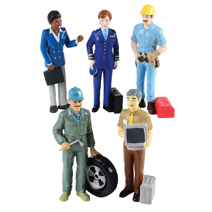 Set of 5 Community Worker Figures for Block Play | Solid Vinyl, 5" H ...