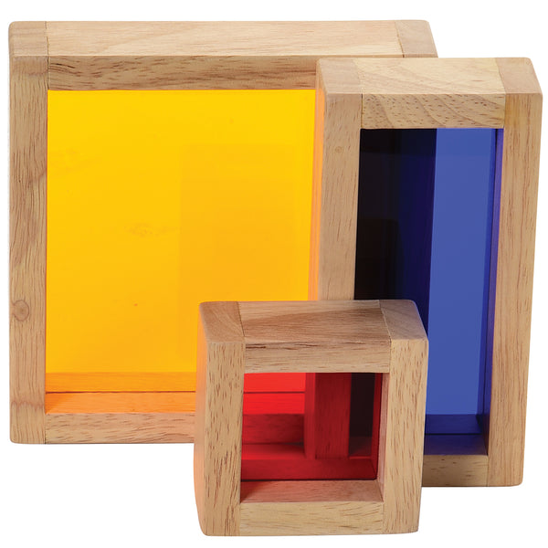 Vibrant Transparent Wooden Building Blocks for Creative Play