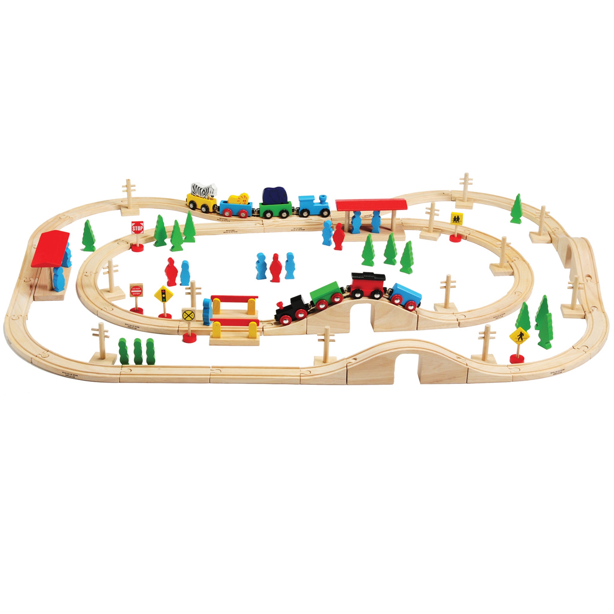 Magnetic Wooden Train Set for Kids | Classic 55-Piece Track ...