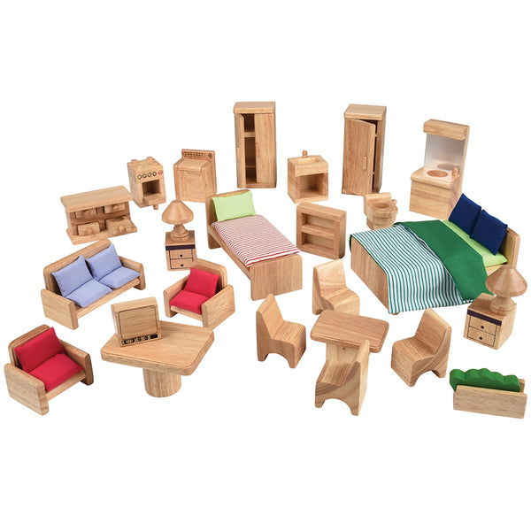 26-Piece Wooden Furniture Set | Furnish Your Doll House with Style