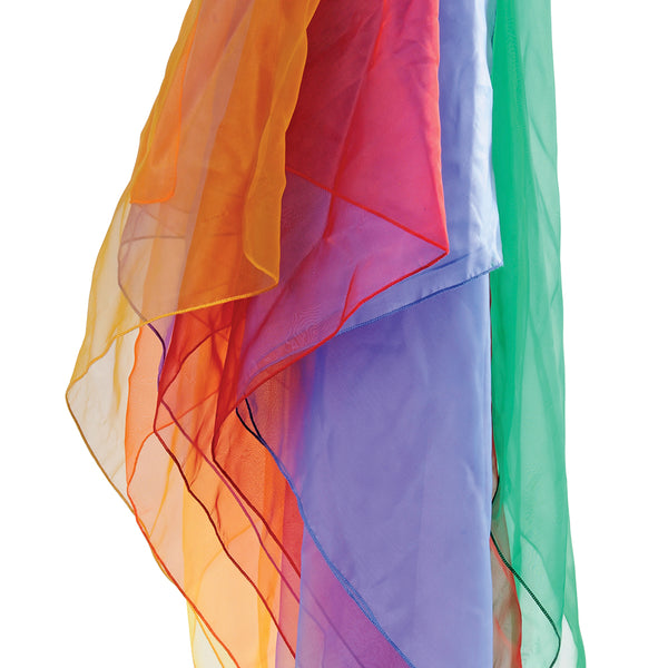 Extra Large Rainbow Scarves | Set of 6 Colorful 36” Square Nylon Scarves