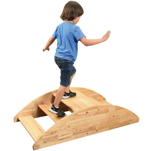 Wooden Rocking Boat for Kids | Convertible Ride-On & Climbing Steps ...
