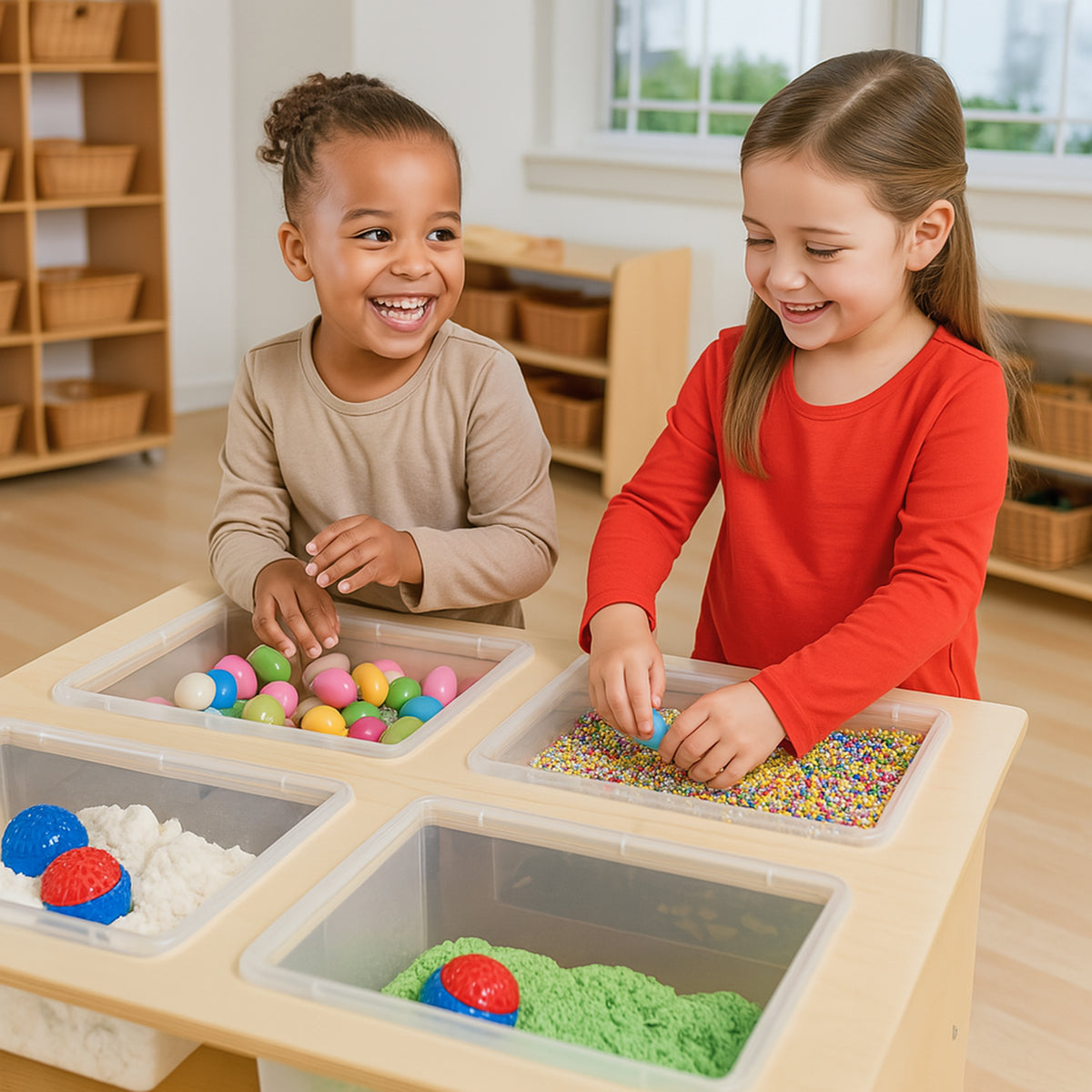 Eco-Friendly Mobile Sensory Table for Preschool | 4 Removable Trays ...