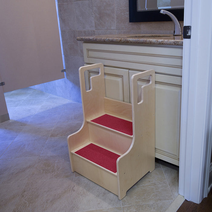 Step-Up-N-Wash Hardwood Step Stool for Kids | Slip-Resistant, Safe, and ...