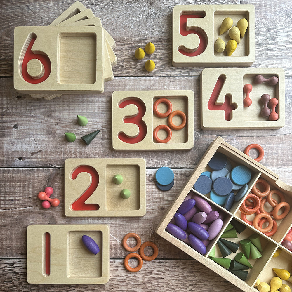 Wooden Number Trays 1–9 | Hands-On Counting & Math Play for Toddlers ...