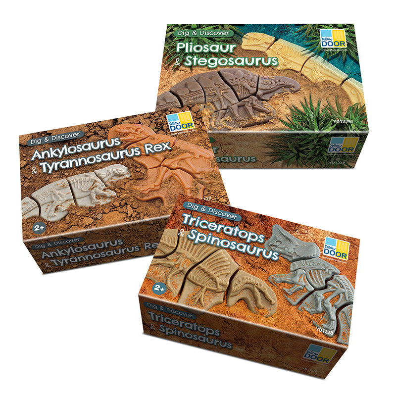 Dig and Discover Dinosaur Puzzle Set | 6 Fossil Skeletons for Sensory ...