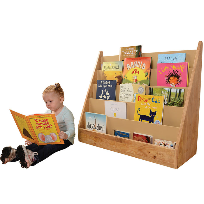 Book Display Stand for Classrooms | 5-Shelf Solid Wood Literacy Organizer