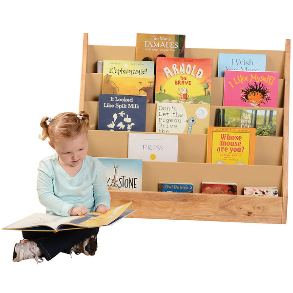 Book Display Stand for Classrooms | 5-Shelf Solid Wood Literacy Organizer