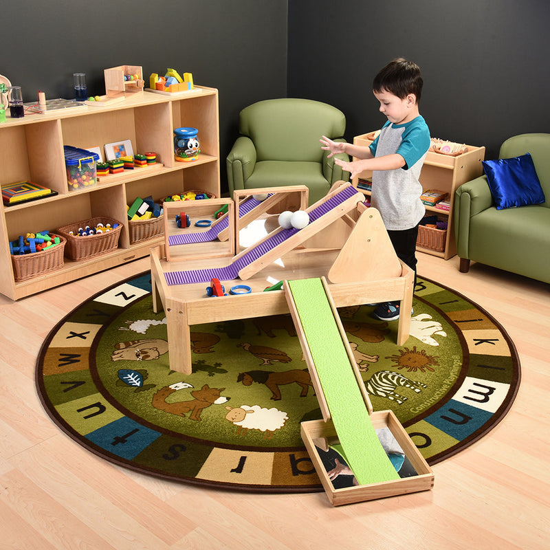 Earthtone Animals Alphabet Rug | 6' Round, Stain-Resistant & Durable ...