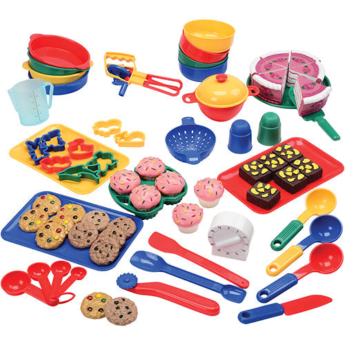 Pretend Bake 'N Play 69-Piece Food Set for Kids | Realistic Soft Vinyl ...