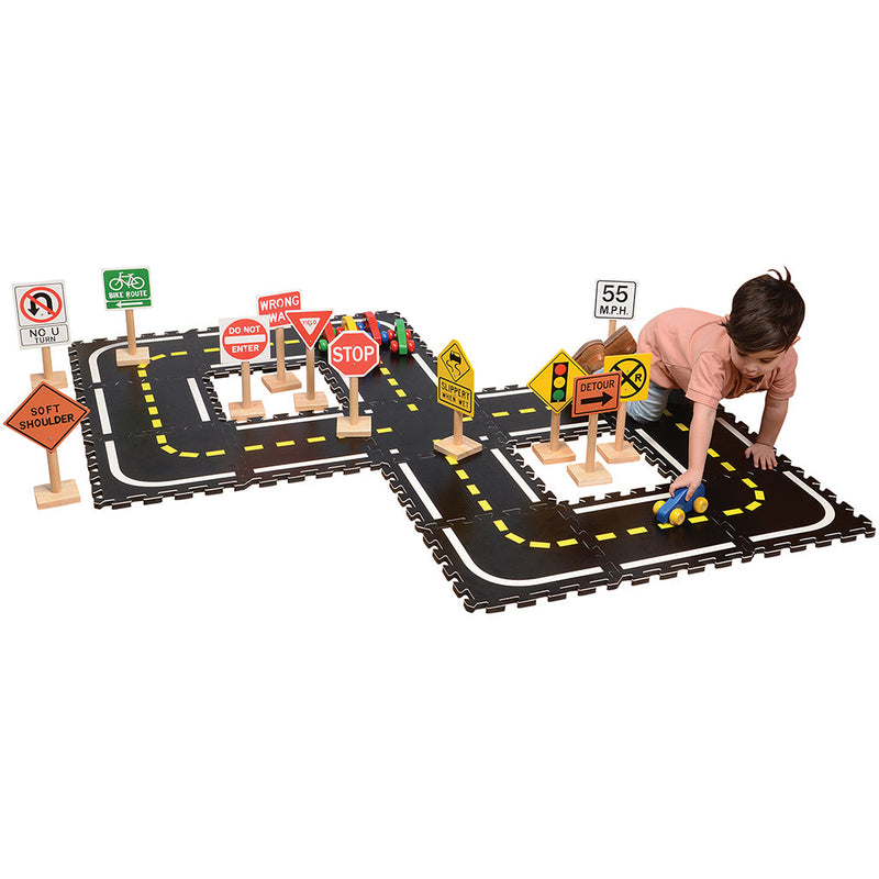 Road Builders Combo Set: 33-Piece Foam & Vehicle Playset for Creative ...