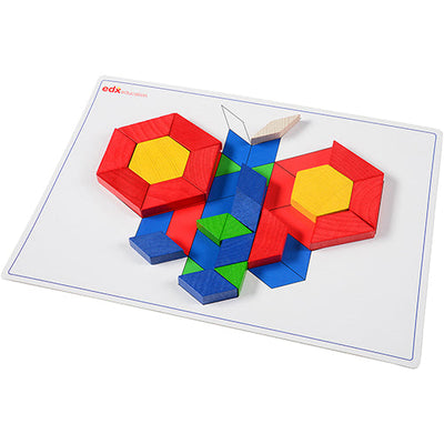 Wood Pattern Blocks w/Activity Cards -Learning Activity