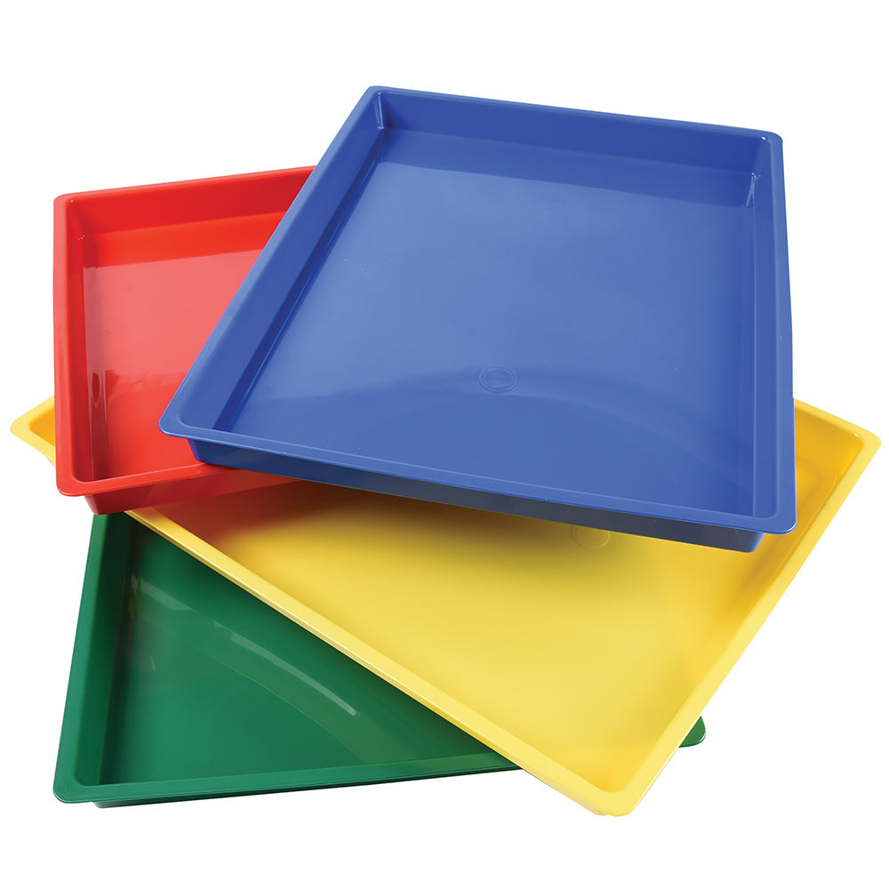 Vibrant Colored Messy Trays for the Classroom