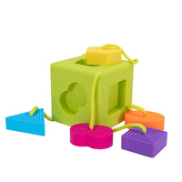 Fat Brain OombeeCube Shape Sorter | Sensory & Teething Toy for Babies