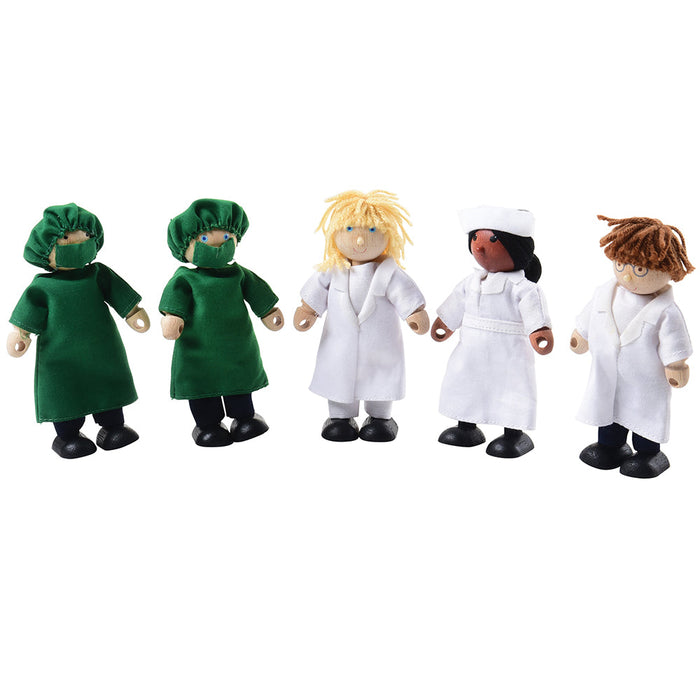 Hospital Play Set | 27-Piece Wooden Medical Playset with Figures, Beds ...