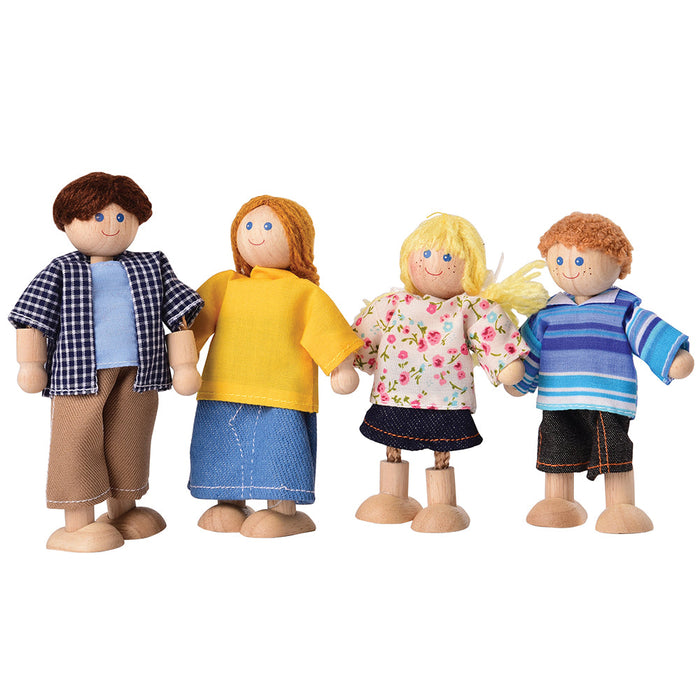 Posable Light Skin Family Dolls for Dollhouses | 4-Piece Set with ...