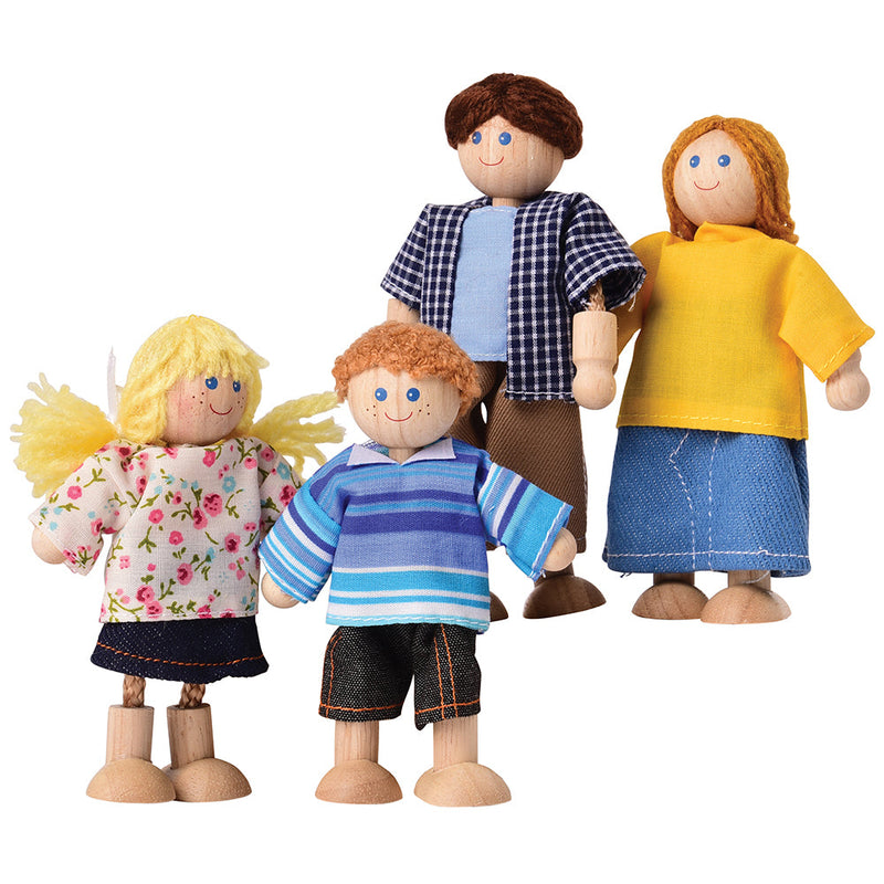 Posable Light Skin Family Dolls for Dollhouses | 4-Piece Set with ...