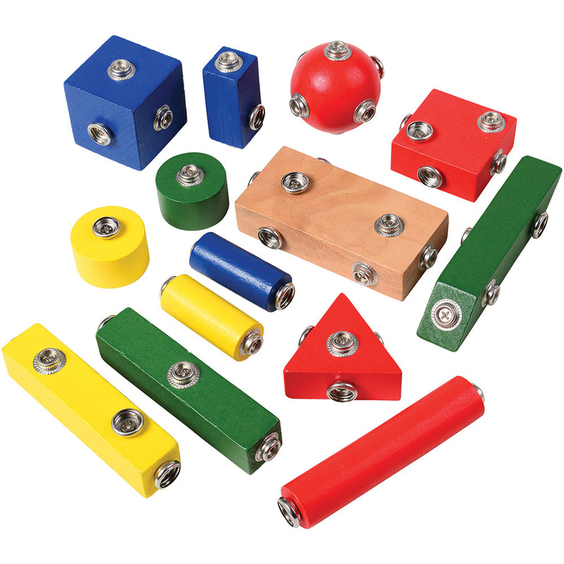 Constructive Playthings Snap-N-Play Building Set | 65-Piece Wooden ...