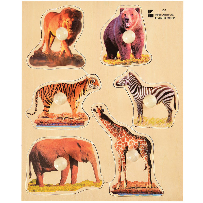 Wooden Wild Animals Knob Puzzle for all age kids