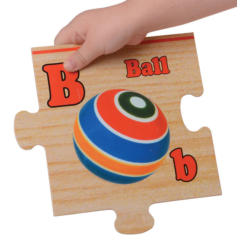 Wooden Alphabet Floor Puzzle | 26-Piece Educational Puzzle with Real ...