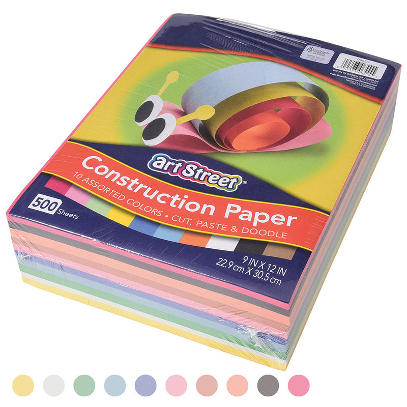 Art Street® Lightweight Construction Paper, Assorted Colors, Value Pac