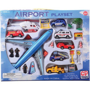 Airport Playset with Vehicles & Accessories | 24-Piece Set for Pretend ...