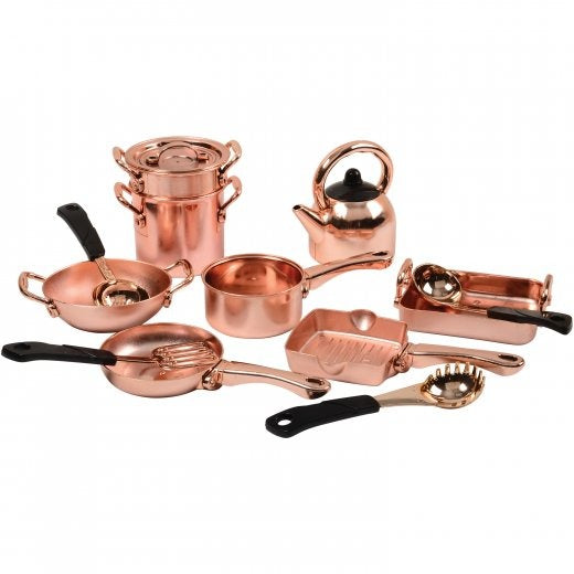 Copper Kitchen Play Set | 13-Piece Realistic Cookware for Kids, Ages 3 ...