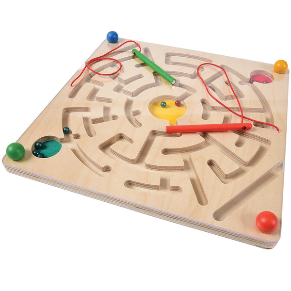 Magnetic Maze Board for Kids | 12” Wooden Maze Game with Magnetic Wands ...
