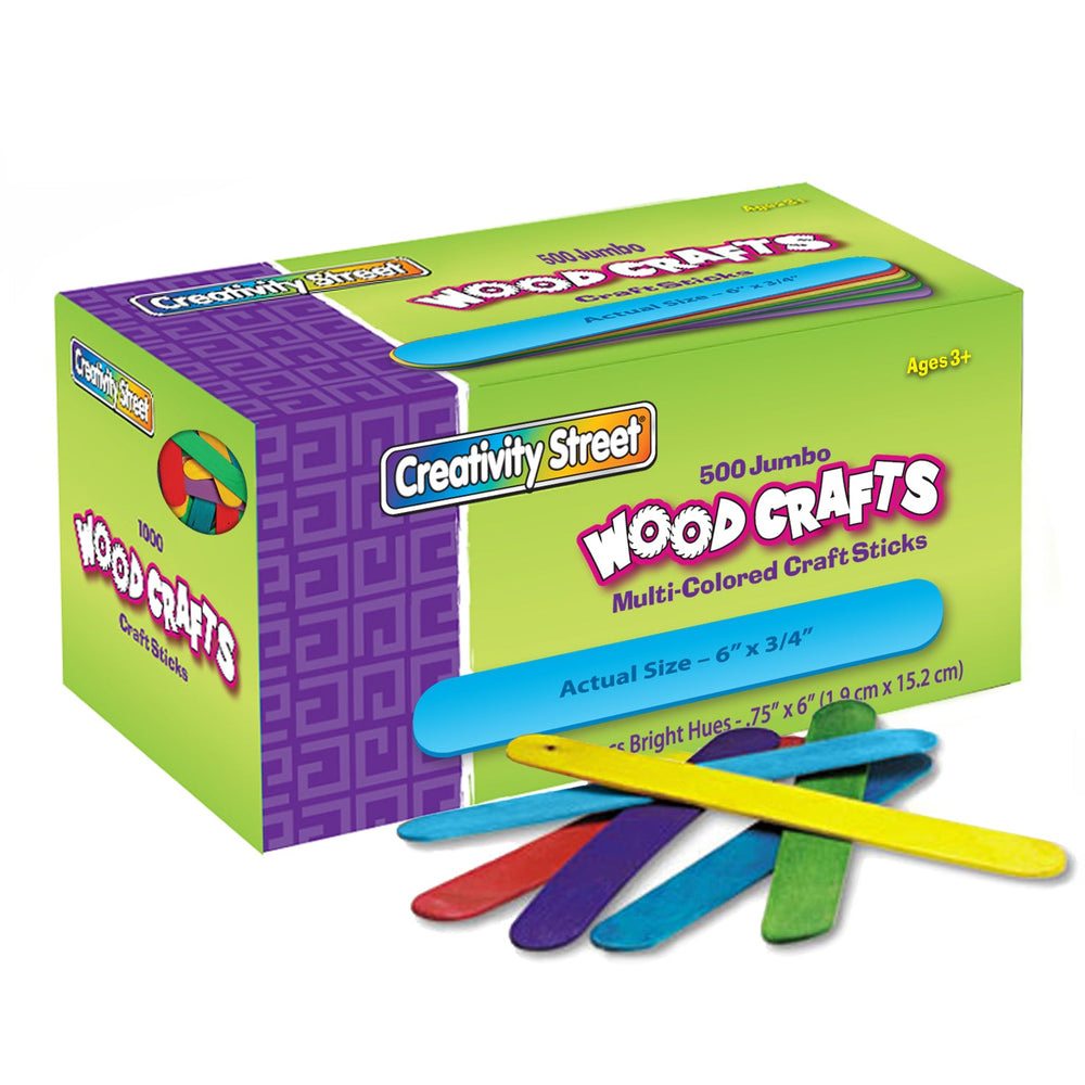 Colored Jumbo Wood Craft Sticks - 500 pcs.