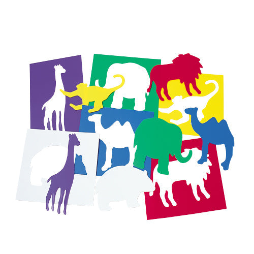 Zoo Animals Plastic Art Stencils Set for Kids | 6-Piece Durable ...
