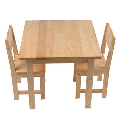 Child sized classic wood table w/ 2 chairs for kids