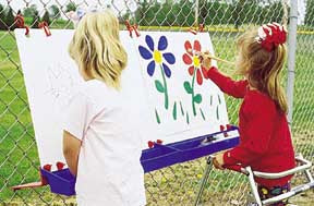 Outdoor Fence Double Easel | Weather-Resistant with Paint Trays & Clip