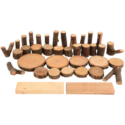 Natural Wooden Tree Blocks with Bark | Tree Block Toys