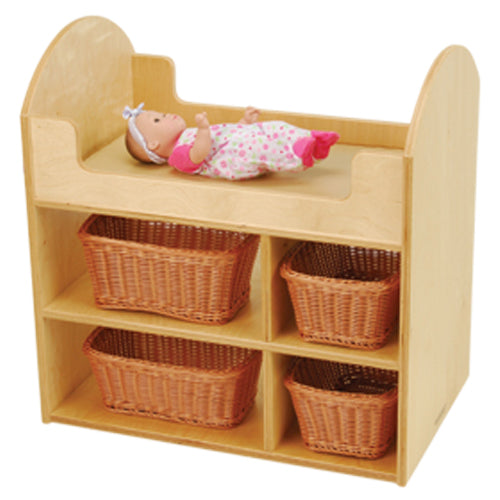 Eco-Friendly Doll Changing Table with Wicker Storage & Soft Mat ...