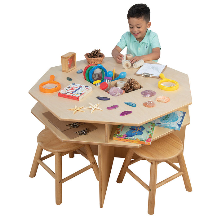 Discovery Table with 4 Classroom Stools for Children's Science Center
